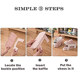 Shoe Racks ZXK Organizer for Closet Detachable Shoe Slots Compact Plastic Double Shoe Stacker Stackable Easy Shoe Holder Space-Saver - 10 Pack