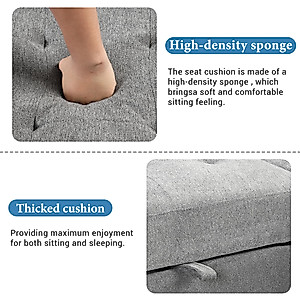 Polibi L-Shape Convertible Sofa with Storage Chaise, USB Charger, Cup Holders and Side Shelves, Velvet Multifunctional 3-Seat Couch, Pull-Out Sleeper Sofa Bed for Living Room, Bedroom, Grey