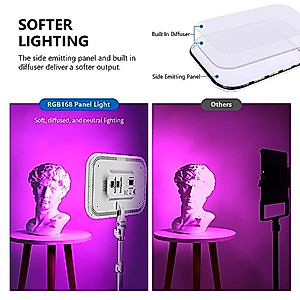 NEEWER 18.3" RGB LED Video Light Panel with App Control Stand Kit 2 Packs, 360° Full Color,60W Dimmable 2500K~8500K RGB168 LED Panel CRI97+ with 17 Scene Effect for Game/YouTube/Zoom/Photography,White