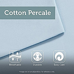 Madison Park Reversible Cotton Comforter Season Set, Matching Bed Skirt, Decorative Pillows, King(104"x92"), Isla, Floral Medallion Blue 8 Piece