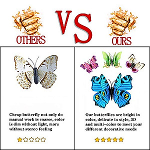 FENELY Butterfly Garden Decor Stakes,Double Wing Waterproof 3D Garden Ornaments Outdoor Decorations for Patio Lawn Yard PVC Gardening Art Christmas Whimsical Gifts