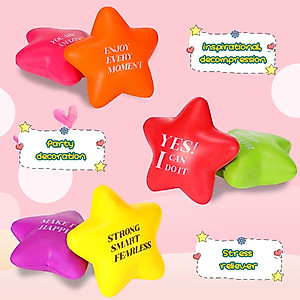 Motivational Stress Balls Quote Relief Ball Colorful Inspirational Foam Star Hand Exercise Toy Relieve Anxiety for Adults Girls Boys Party Favors(72 Pcs)