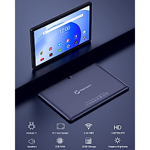 VIAZTECH Android Tablet 10 inch,Android 11 Tablet PC 3GB 32 GB,1.8GHz Processor,Double Camera 8.0 MP,GMS Certified Tablet,Dual Speakers,HD Touch Screen,6000mAh Battery,WiFi,Bluetooth,Type-C