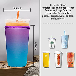 3 Pack Reusable Coffee Sleeves - Tall/Grande, Venti, Trenta - P.LOTOR Soft Cups - Iced Coffee Cozy Insulator - Neoprene Holder for Dunkin Donuts Coffee, McDonalds Coffee, Mccafe Coffee