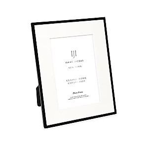 Isaac Jacobs 6x8 (Matted 4x6) Black Metal Picture Frame, Classic Metal Photo Frame Made For Tabletop & Hanging Display, Home and Office Décor, Photo Gallery and Wall Art (6x8 (Matted 4x6), Black)