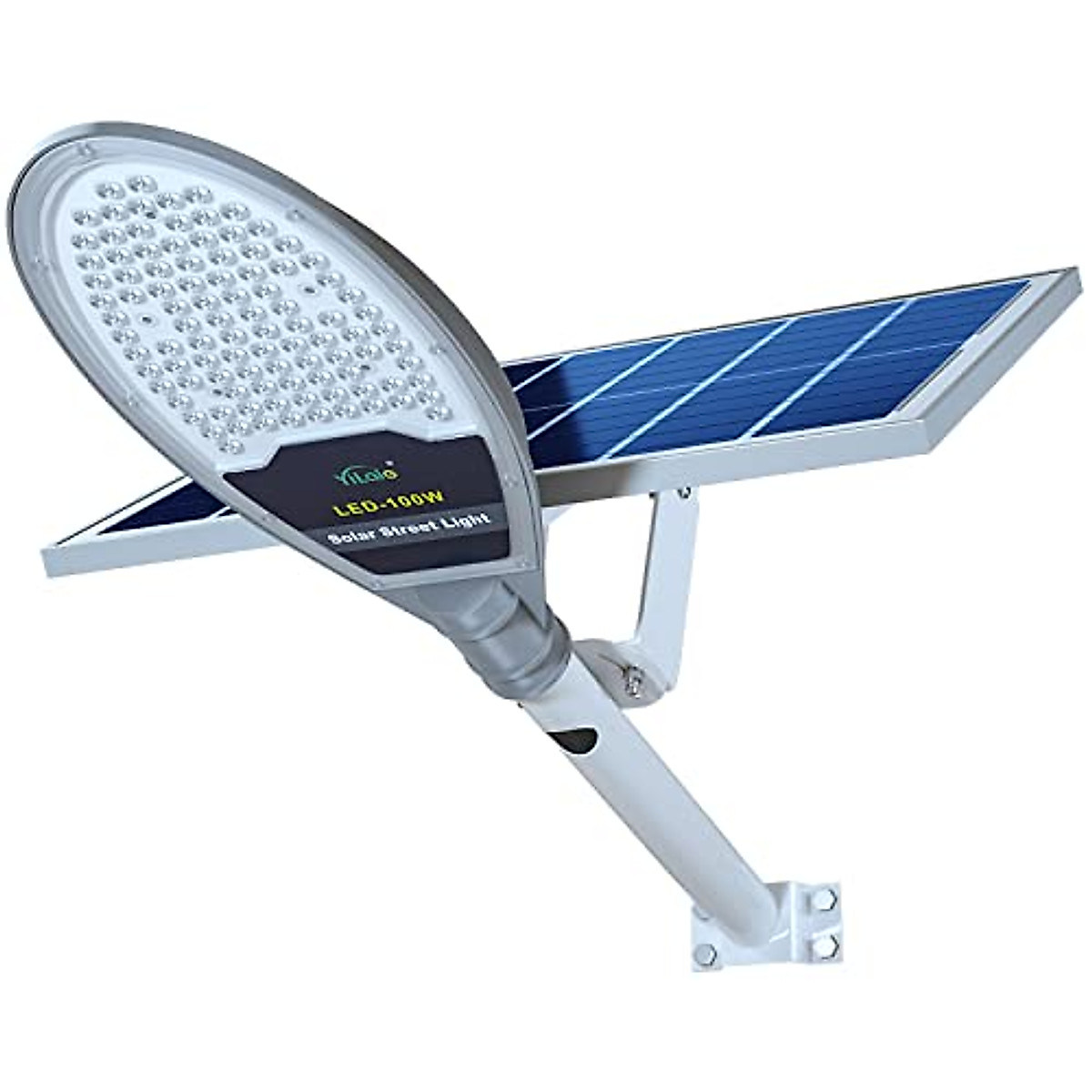 YiLaie Solar Street Light, Large Area Super Bright Long Time Outdoor Lighting Waterproof Solar Powered Street Light, Lighting for Driveway Barn Yard and Places Without Power, No Cable Laying Required