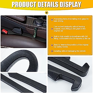 Uisky AA Car Seat Gap Filler 2 Pack, in Between Car Seat Catcher Black Car Accessories Interior Seat Gap Fillers with Seat Belt Holes car Gap Strip Stop Cellphone Wallet Keys Coins from Dropping