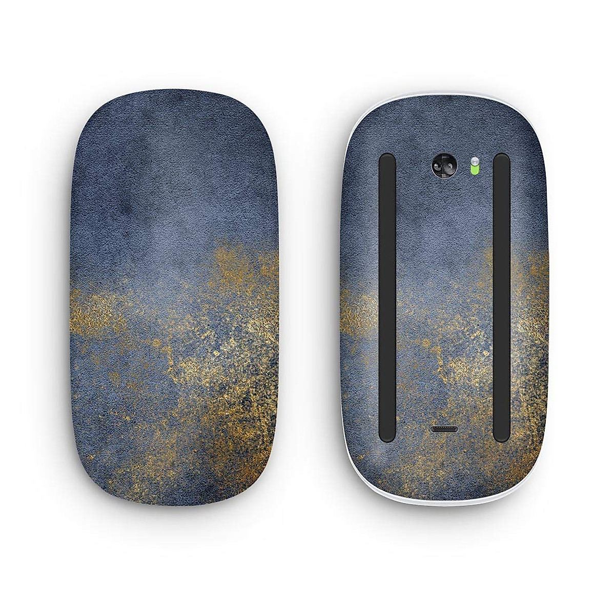 Design Skinz Navy Gold Foil v6 Vinyl Decal Compatible with The Apple Magic Mouse 2 (Wireless, Rechargable) with Multi-Touch Surface