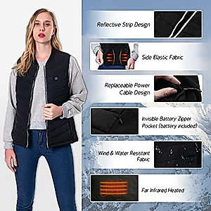 AGGSKAL Heated Vest for Men&Women with Battery Pack,Lightweight Warm Vest USB Rechargeable for Skiing, Hiking, Fishing (Black, 2X-Large)