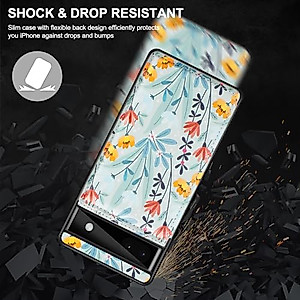 Bizzib for Google Pixel 6A Case Leather Wallet with Card Holder, Flip Cover Kickstand Magnetic Closure Shockproof Heavy Duty Protective Case for Google Pixel 6A,Yellow Floral