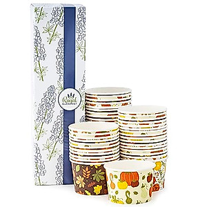 ROYAL BLUEBONNET Disposable Fall Bowls – 48 8oz Fall Themed Bowls for Thanksgiving Soup Bowls, Paper Bowls for Chili, Halloween Snack Cups, Pumpkin Soup Bowls, Fall Party Supplies, Fall Dessert Bowls