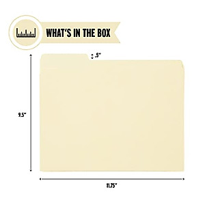 SUNSERE Classic Manila Folders – 100 Pack, Thick Letter Size Manila File Folders, 1/3-Cut Tabs, 11.75 x 9.50 Inches, Folders for Documents & Files