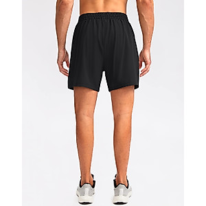 Pudolla Men's Running Shorts 5" Lightweight Gym Shorts for Men Workout Athletic Casual with Zipper Pockets(Black Small)