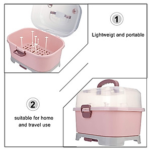Baby Bottle Drying Rack Bottle Storage Box Portable Baby Bottle Storage Organizer with Lid for Kitchen Cabinet