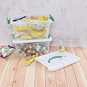Jandson 5.5 L Clear Latch Box with Handle, 6 Packs Plastic Storage Container Bin