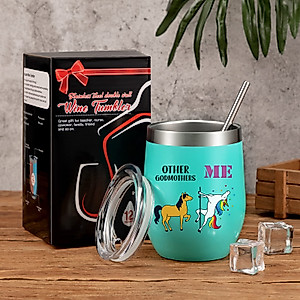 Other Godmothers Me Unicorn Wine Tumbler, Godmother Appreciation Gift from Godchild for Mother's Day Baby Pregnancy Announcement, 12 oz Stainless Steel Insulated Coffee Mug for God Mom, Friend