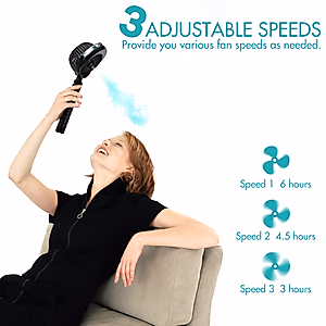 COMLIFE Misting Stroller Fan, 2500mAh Battery Powered Personal Desk Fan with Flexible Tripod, 3 Speed USB Fan for Stroller Office Camping,Black