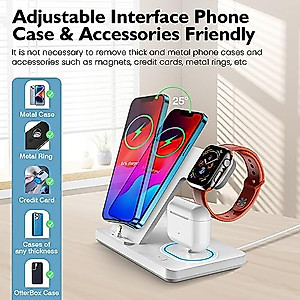 3 in 1 Charging Station for Apple Devices,Fast Charger Stand Dock for iWatch & Airpods iPhone 14/13/12/11/10/ Pro/X/Max/XS/XR/8/7/Plus/6s/6 with Adapter(White)