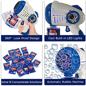 Eaglestone 2 Bubble Gun for Kids, Light Up Bubble Machine for Toddlers, 8 Hole Blower with 4 Refill, Automatic Bubble Maker for Bubble Blaster,Outdoor Toys, Birthday,Christmas Party Favor Gift