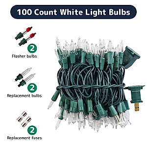 PREXTEX Christmas Lights (20 Feet, 100 Lights) - Clear White Christmas Tree Lights with Green Wire - Indoor/Outdoor Waterproof String Lights - Warm White Twinkle Lights