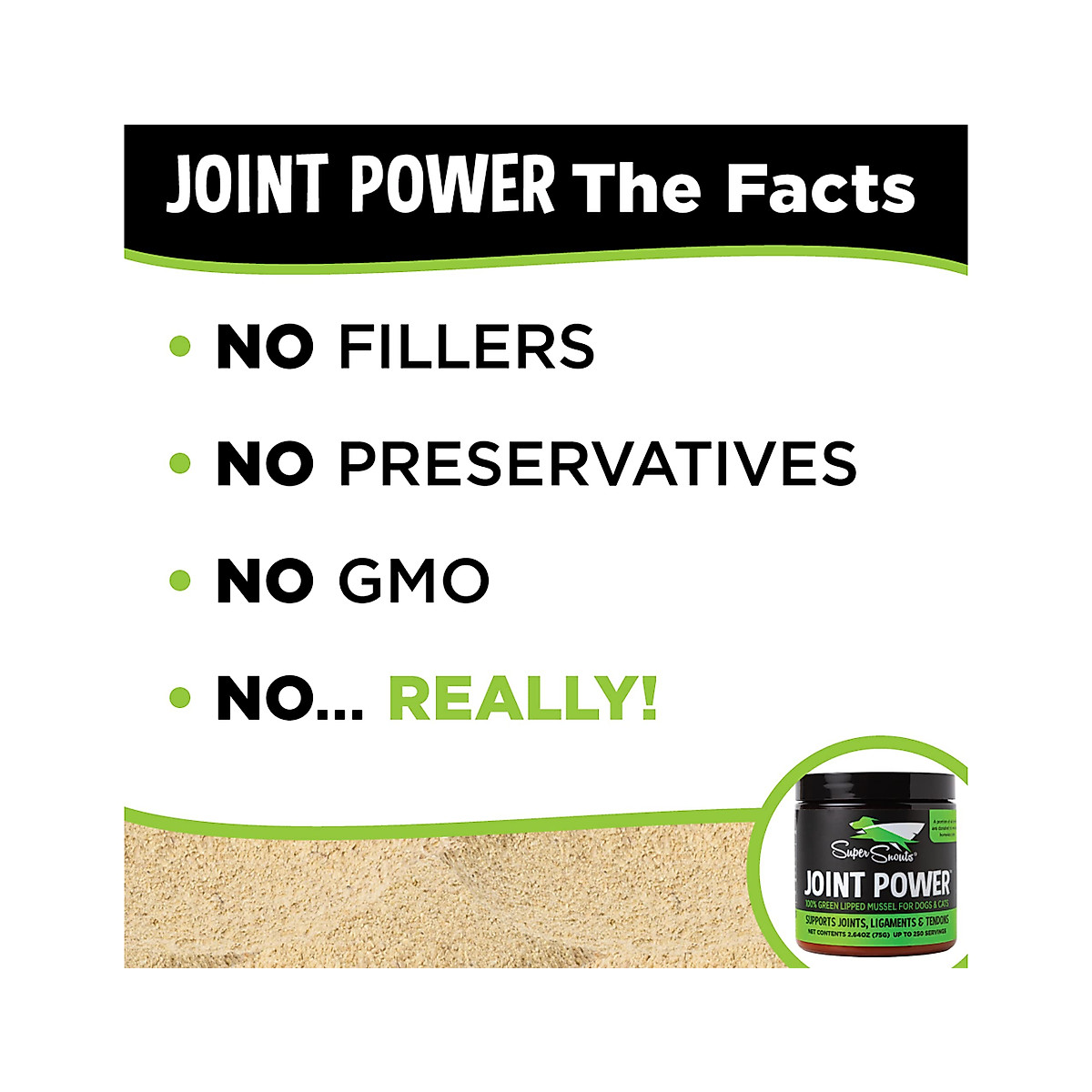 Super Snouts Joint Power 100% Green Lipped Mussels for Dogs & Cats - Dog Joint Supplement Powder Supports Joints, Tendons, Ligaments (2.64 oz, Pack of 2)