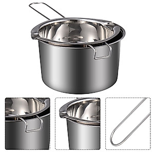 EXCEART 1 Set Double Boiler Pot Stainless Steel Water Boiling Melting Pot with Dual Pour Spout for Candle Butter Chocolate Cheese Caramel 400ml