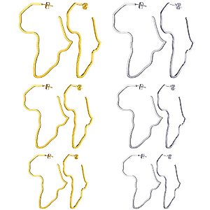 Junkin 6 Pairs African Map Earrings for Black Women 3 Sizes Hollow Dangle Earrings Jewelry Gift Juneteenth Black History
