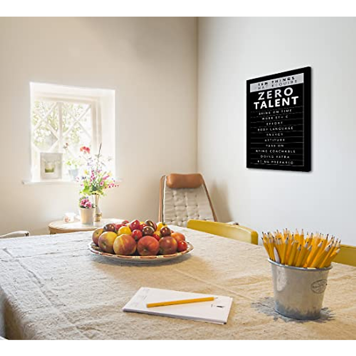 Inspirational Framed Office Canvas Wall Art Motivational Positive Entrepreneur Quotes Ten Things that Require Zero Talent Paintings Artwork Workplace Classroom Wall Decor Ready to Hang-12”Wx18”H