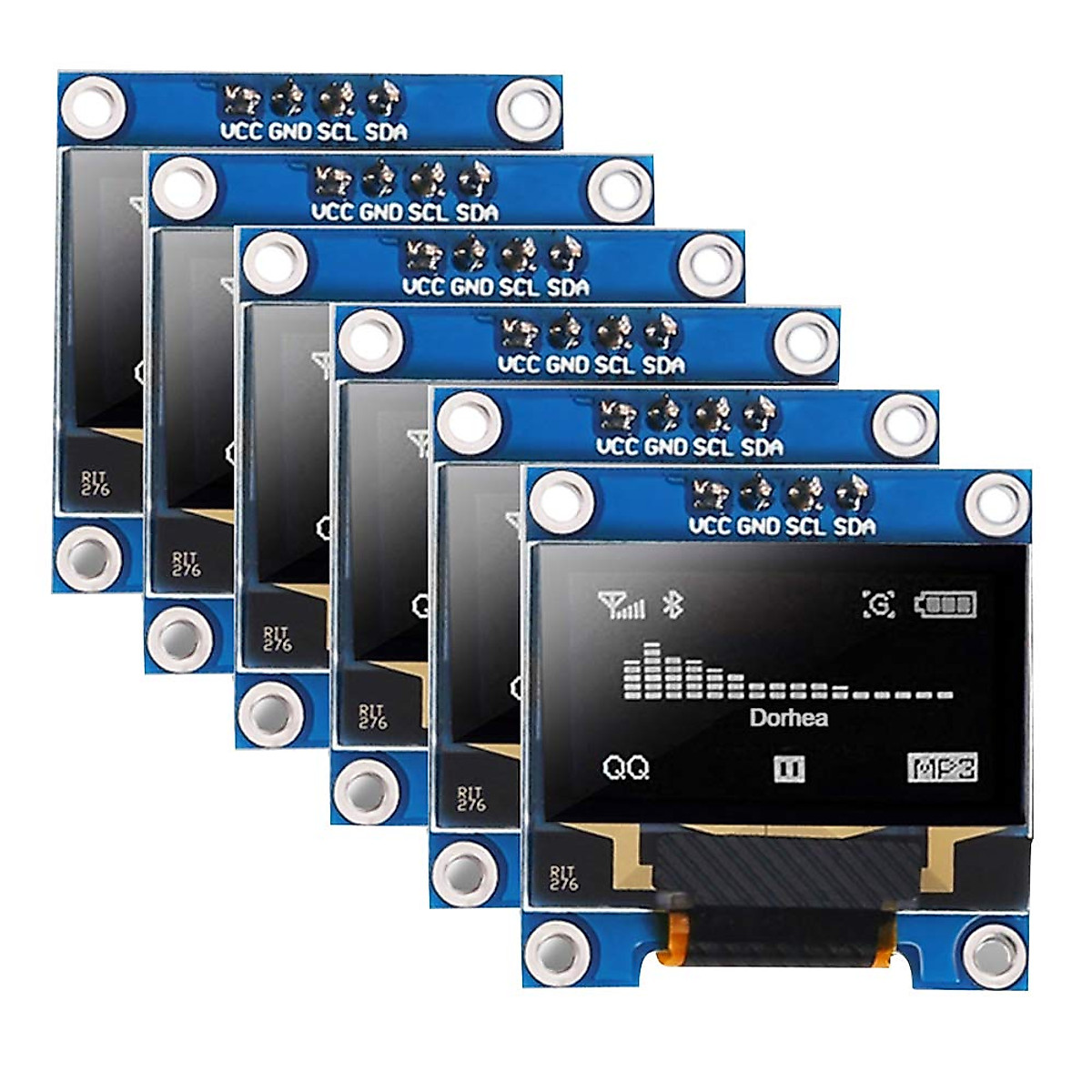 DORHEA 6PCS 0.96’’ OLED Display Module 12864 128x64 Pixel LCD White Light SSD1306 Driver Board I2C Serial 0.96 inch IIC Chip 4 Pin Self-Luminous Display Board Compatible with Raspberry Pi