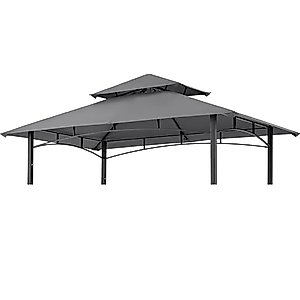 Grill Gazebo Replacement Roof - ABCCANOPY 5x8 Double Tiered BBQ Canopy Top Cover, Outdoor Grill Tent Roof for #L-GZ238PST-11 (Gray)