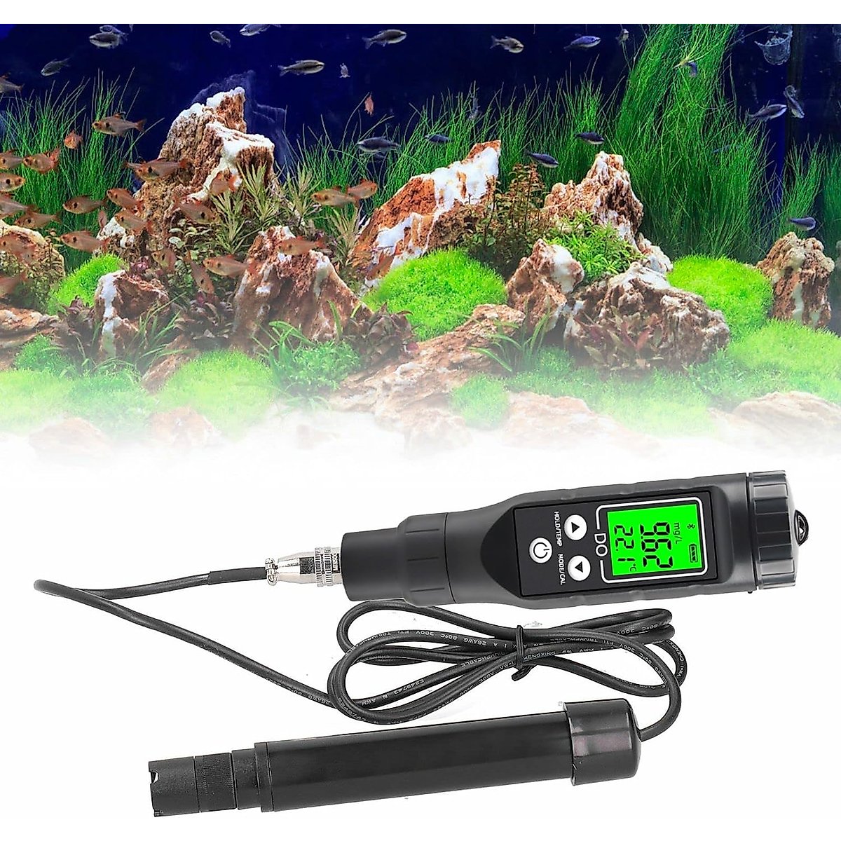 Generic Dissolved Oxygen Meter, Dissolved Oxygen Test Kit with Pen Shaped Polarographic Probe, Portable DO Tester for Aquarium Aquaculture Water Test, Bluetooth App Control, DO Range 0.0‑30.0mg/L