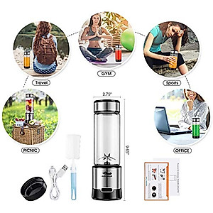 GOLDFOX Portable Blender, USB Rechargeable Personal Blender for Shakes and Smoothies, 15oz Detachable Portable Juicer Cup Small Fruit Juice Mixer for Travel, Gym, Office, etc. (with Brush)