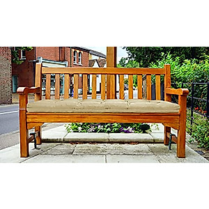 LOVTEX Tufted Bench Cushions for Outdoor Furniture Waterproof, 44 x 19 inches Patio Swing Cushions Khaki - Overstuffed Indoor/Outdoor Loveseat Cushions with Round Corner