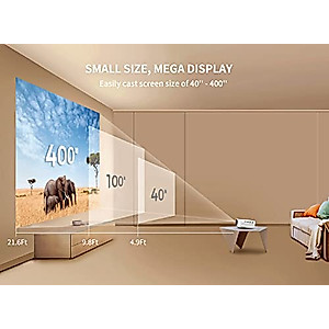 Mini Projector with 5G WiFi and Bluetooth, ALVAR 15000L 450 ANSI Native 1080P Portable Projector 4K Support, Outdoor Movie Projector with 120" Screen & 400" Display Compatible w/ TV Stick/HDMI/USB/PS5