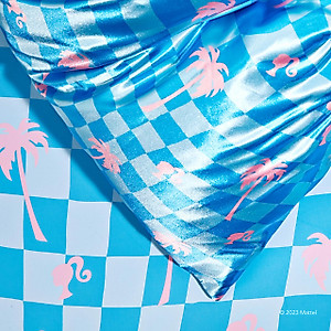 Barbie x Kitsch Satin Pillowcase with Zipper - Softer Than Silk Pillow Cases for Hair and Skin | Cooling Pillow Cases Covers | Satin Pillow Cases Standard Size 19x26 (Malibu Barbie, 1 Pack)