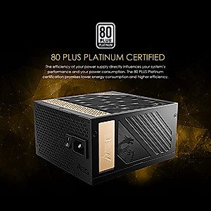 MEG Ai1300P PCIE 5 & ATX 3.0 Gaming Power Supply - Full Modular - 80 Plus Platinum Certified 1300W - 100% Japanese 105°C Capacitors - Compact Size - ATX PSU