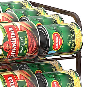 Can Organizer for Pantry Stackable 2 Pack, Can Storage Organizer Rack Stacking Can Dispensers Small Space Holds up to 36 Cans for Pantry, Kitchen, Cabinet- Brown