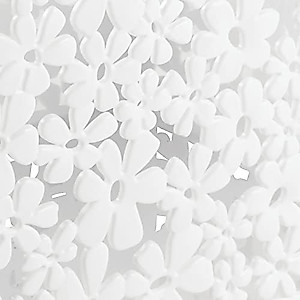 mDesign Decorative Oval Trash Can Wastebasket, Garbage Container Bin for Bathrooms, Powder Rooms, Kitchens, Home Offices - Flower Design - White