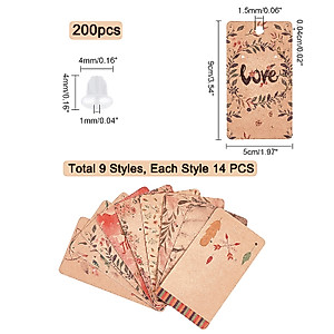 PH PandaHall 126pcs Vintage Earring Display Cards 9 Styles Rectangle Earring Cards Earring holder Cards with 200pcs Plastic Ear Nut for DIY Selling Small Business Earring Package Display, 3.5×2”