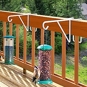 Gicare 4 Pack Vinyl Fence Hooks, Heavy Duty Durable White Fence Plant Hangers for Outdoor, Over The Fence Hooks, Patio Hooks for Hanging Plants, Flower Baskets, Bird feeders, Lights, Pool Equipment