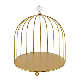 Dpofirs Bathroom Organizer Countertop, 2 Tier Iron Cosmetic Display Case for Bathroom Vanity Countertop, Vanity Tray Gold Birdcage Makup Organizer, Makeup Tray Cosmetic Rack Jewelry