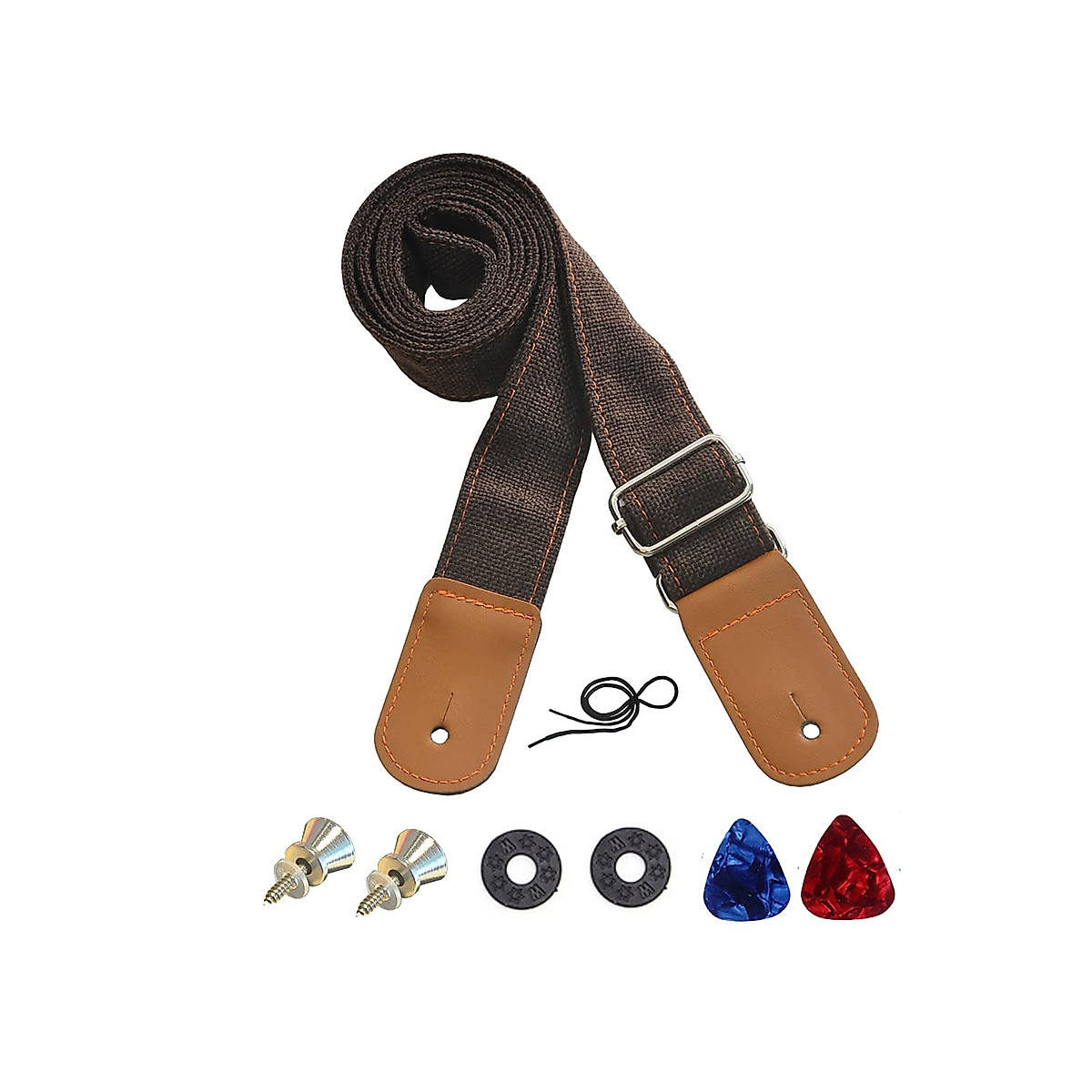 Ukulele Strap Adjustable Ukulele Shoulder Strap of Cotton Linen Style Durable Ends,with Picks Ukelele Strap Locks Buttons End Pins,for Soprano Concert Tenor Baritone Uke (Coffee)