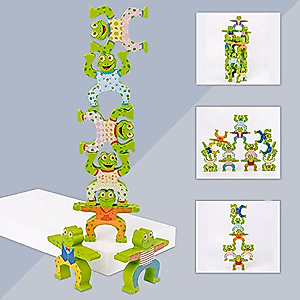 BESTING Balancing Stacking Blocks Frog Blocks Children's Educational Balance Wooden Stacking Acrobatic Interlock Decompression Preschool Toys Balancing Games (HJ012)