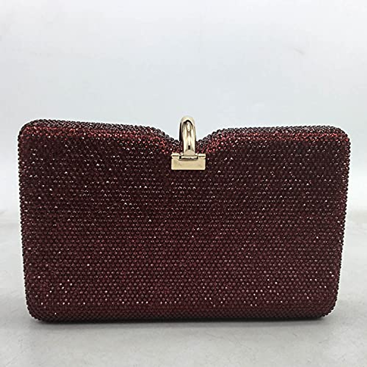 Elegant Women Crystal Evening Bags Wedding Cocktail Party Diamond Clutch Handbags (Wine Red)