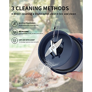 SHUKUBOKU Portable Blender, 10oz, USB Rechargeable, Green, Easy Operation, Magnetic Lid