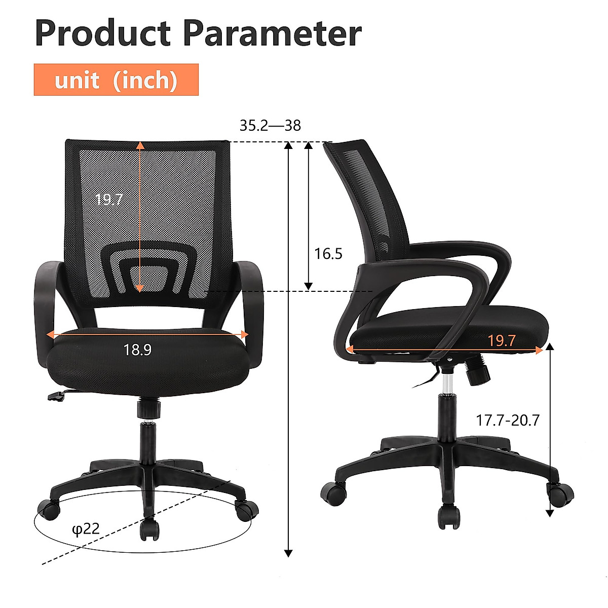 PayLessHere Home Office Chair Desk Computer Chair Adjustable Ergonomic Chair Lumbar Support Armrest Executive with High density Mesh 360 Degree Swivel Chair for Men Women Adults Chair, Black