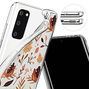 Cavka Phone Case Compatible with Samsung Galaxy A73 A72 5G A71 A54 A52 A42 A34 A32 A14 A11 Maple Oak Leaf Mushrooms Print Bumper Silicone Cute Clear Protective Shockproof Transparent Autumn Leaves