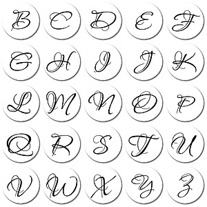 Current Personalized Brush Initial Envelope Seals- Set of 144, 1-1/2 Inch Round Stationery Stickers, Self-Stick, Choose Red, Green, Black or Purple Monogram