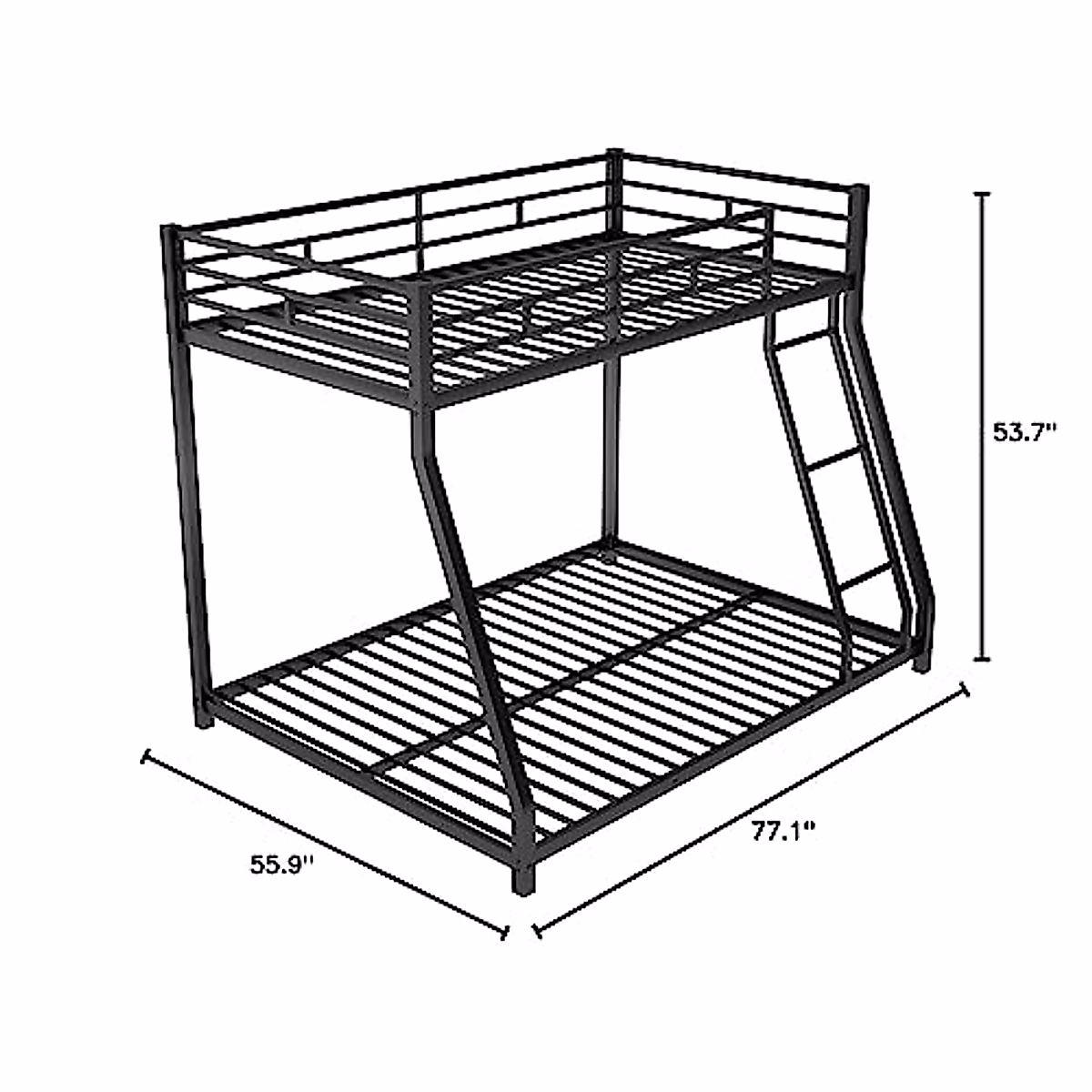 Lifeand Twin Over Full Bunk Bed with Metal Frame, Guardrail and Ladder, Space-Saving Design, Metal Bed for Kids&Teens,Black