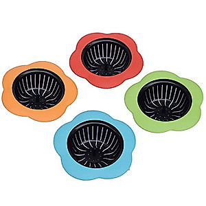 Silicone Kitchen Sink Strainer 2 Pack, Pouring strainers，Drain FilterLarge Wide Rim 4.5" Diameter (4.5" Diameter, 2 Red)